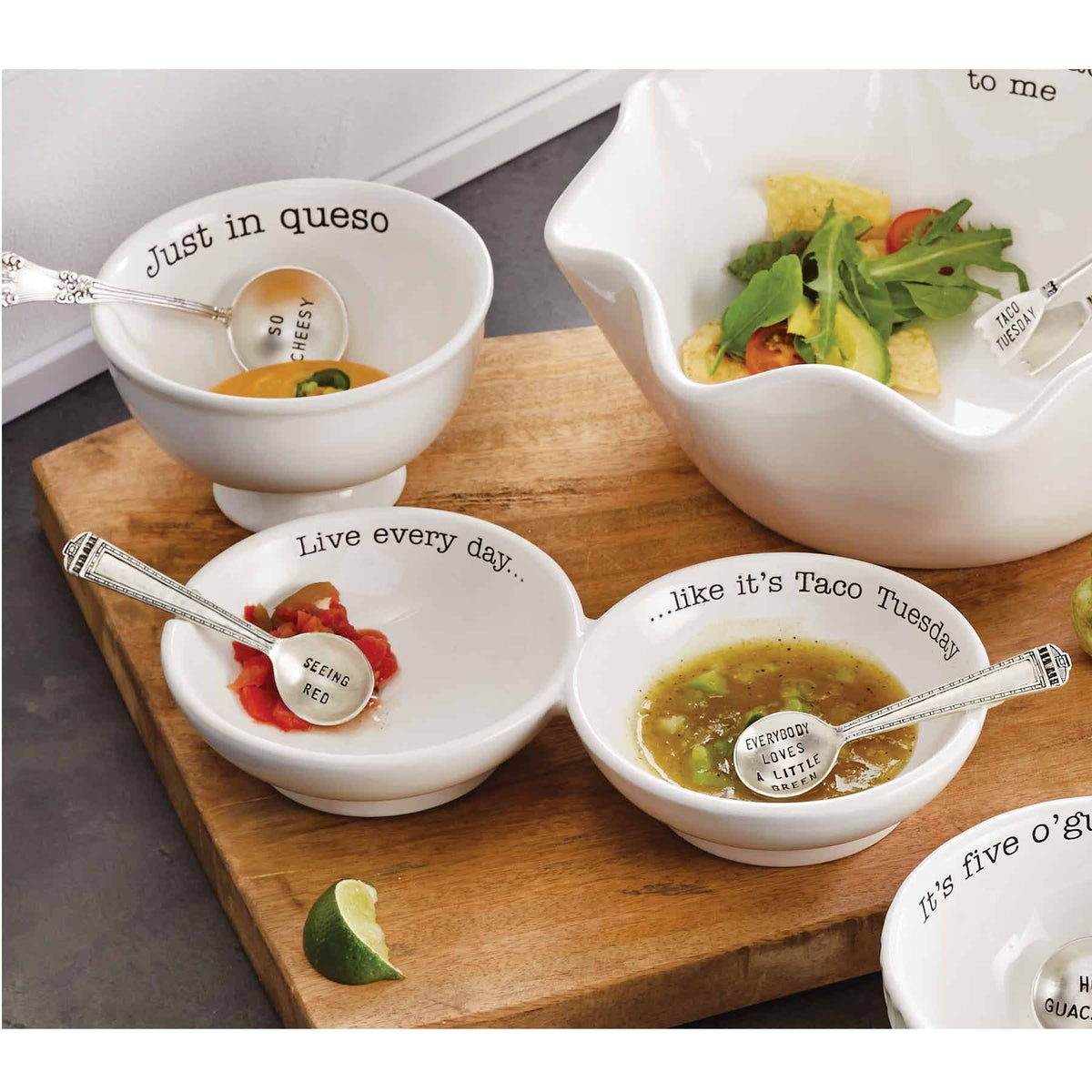 Mudpie Double Salsa Set - Ceramic Serving Bowls with Spoons – D & D ...