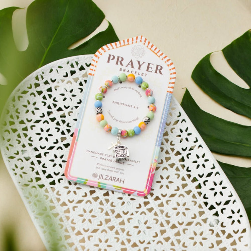 Jilzarah Multi-Pastel Prayer Bracelet – Handcrafted Elastic Beaded Acc ...