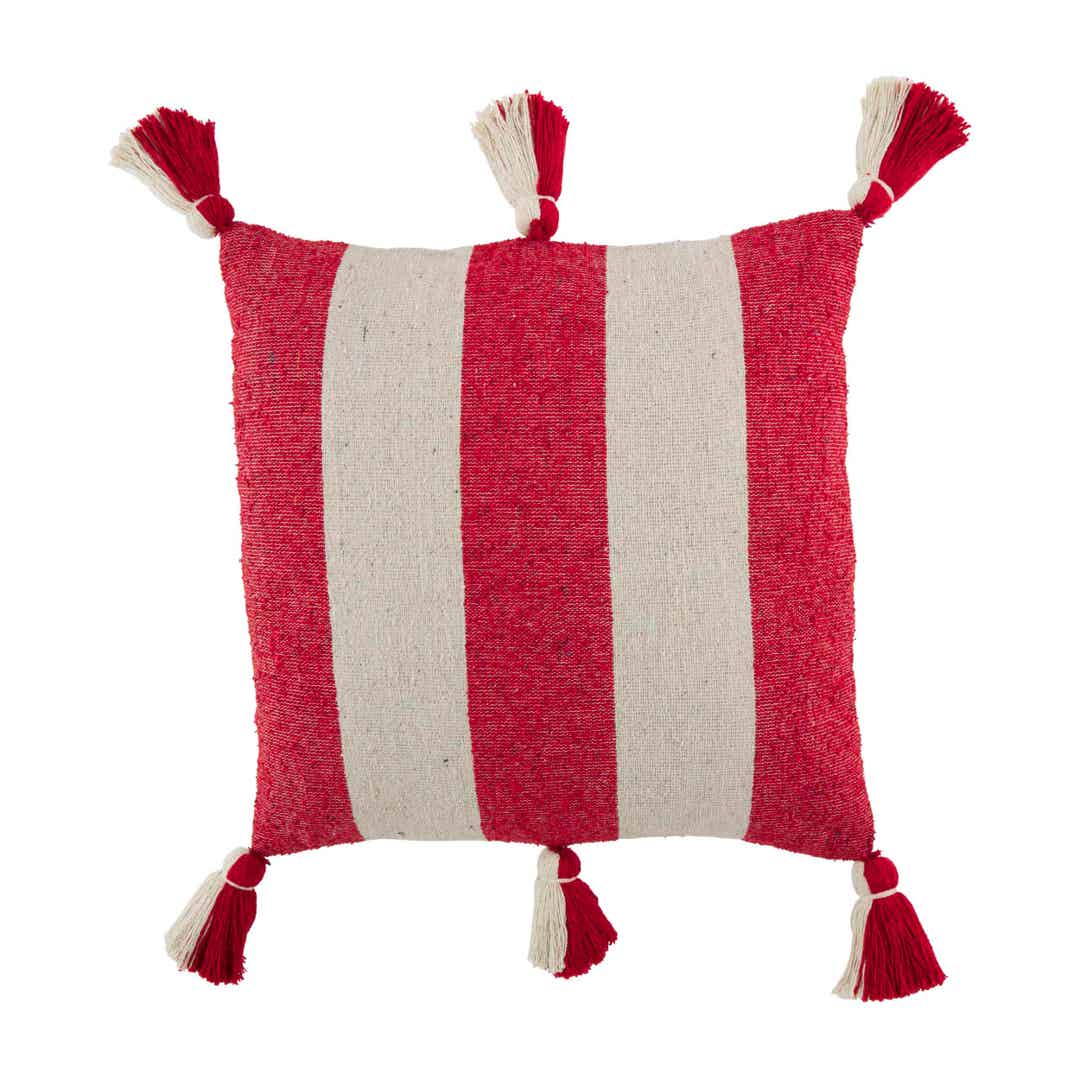 Red and White Multi-Stripe Square Pillow by Mud Pie Christmas – D & D ...