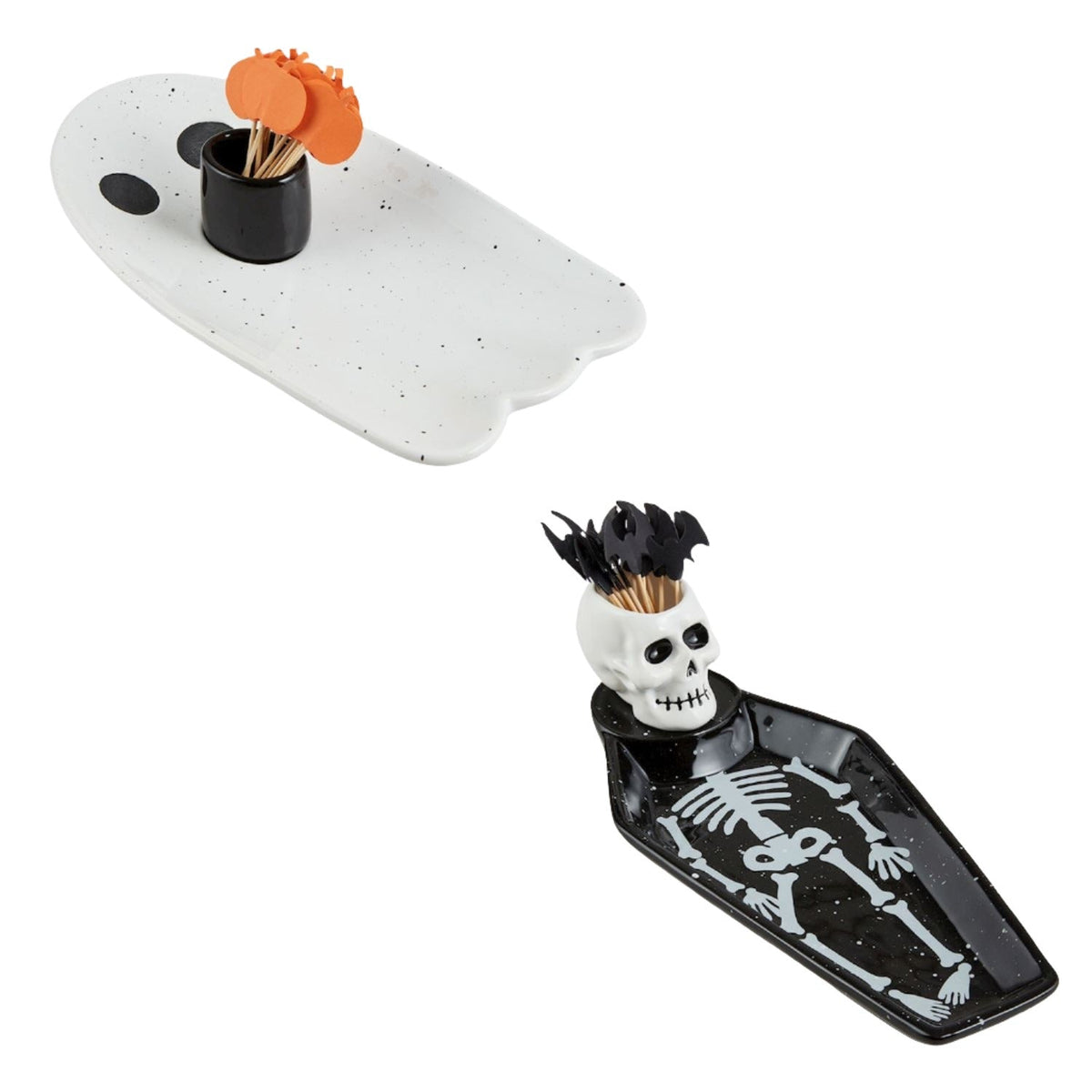 Skeleton Halloween Tray & Toothpick Set by Mud Pie | Dolomite Serving ...