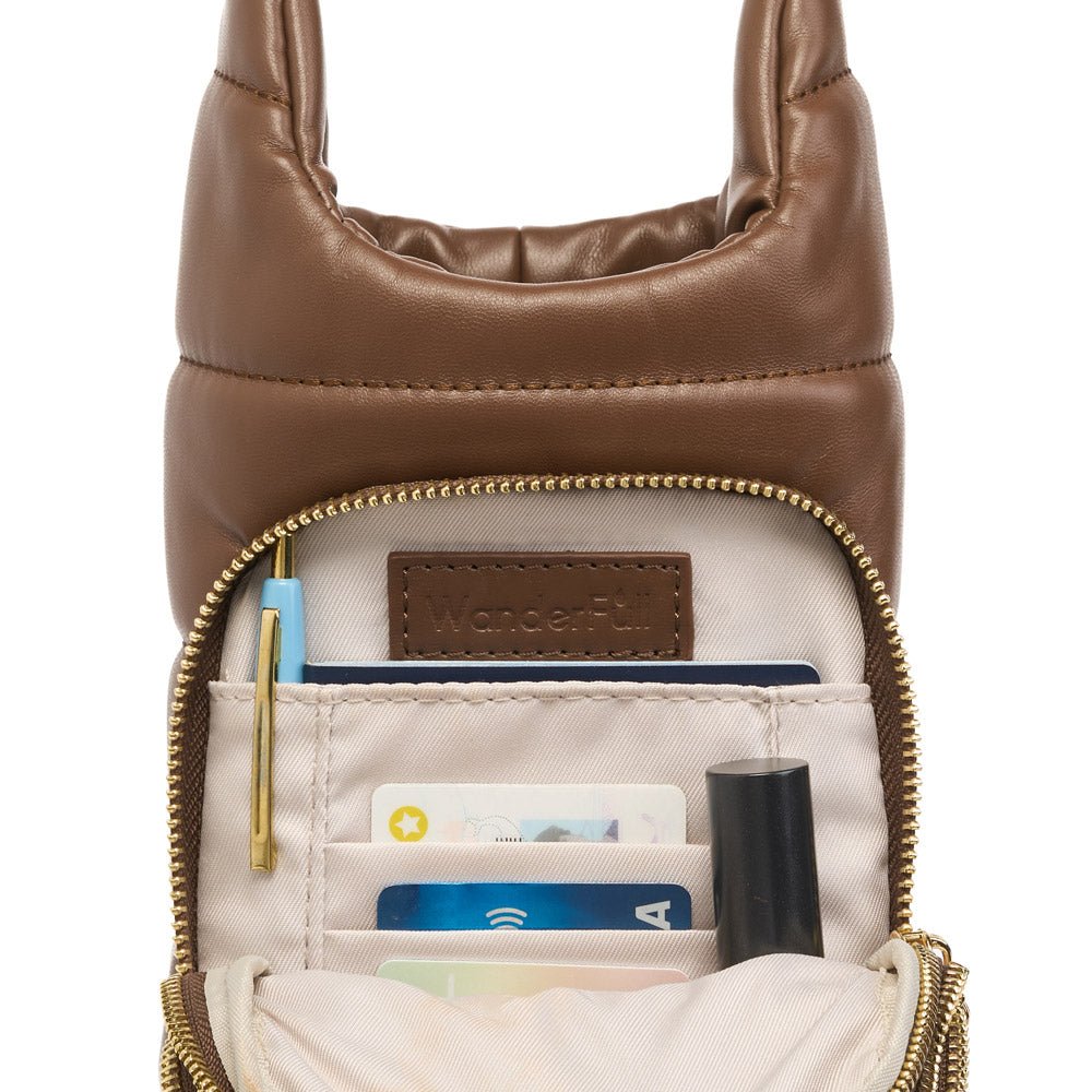 WanderFull Brown Vegan Leather HydroBag | Water Bottle Holder and Orga ...