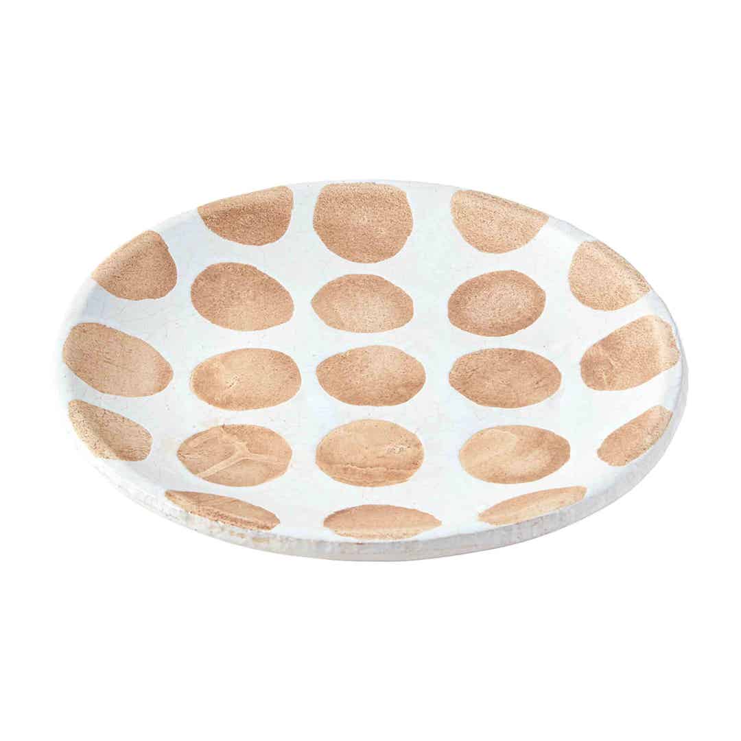 White Dot Terra Platter from Mudpie | Terracotta Decorative Platter – D ...